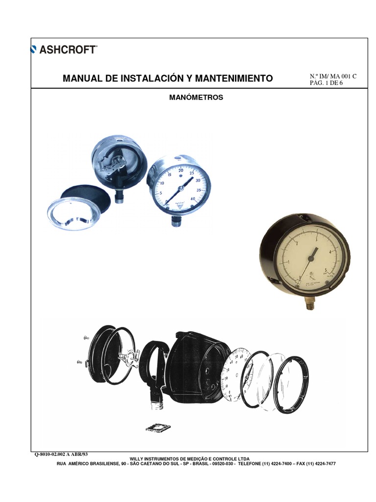 03 - Manual Manómetros - Es PDF | PDF | Tornillo | Calibración
