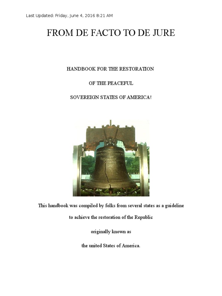 From de Facto to de Jure | U.S. State | United States Constitution