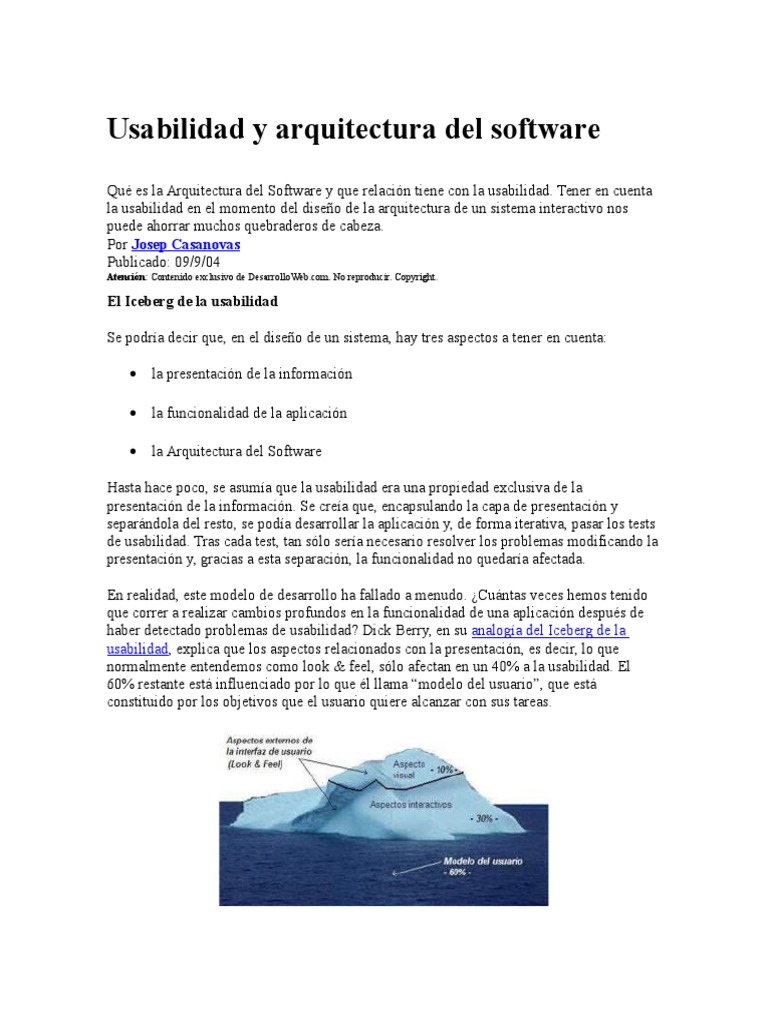 Usabilidad y Arquitectura Del Software | PDF | Usabilidad | Software
