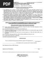 Voluntary Application For Alien Certificate of Registration Identity ...