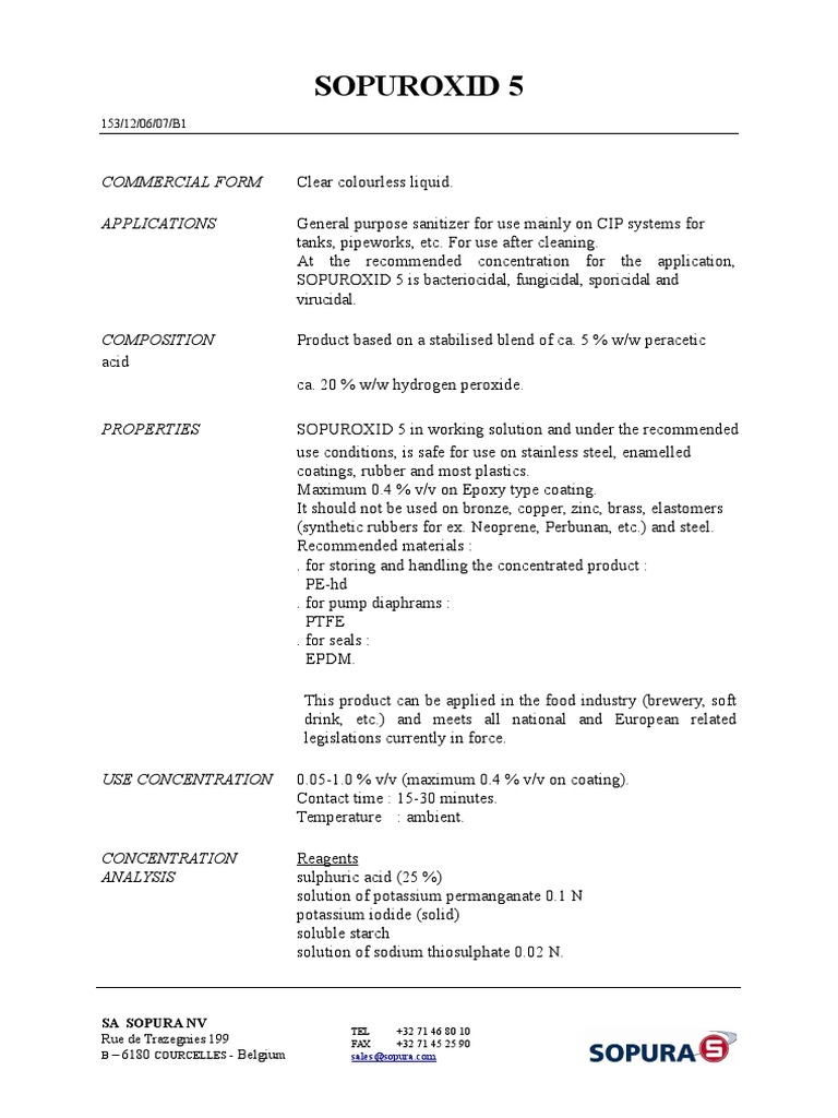 153 Ctds XX XX GB Sopuroxid5 | PDF | Hydrogen Peroxide | Mass ...