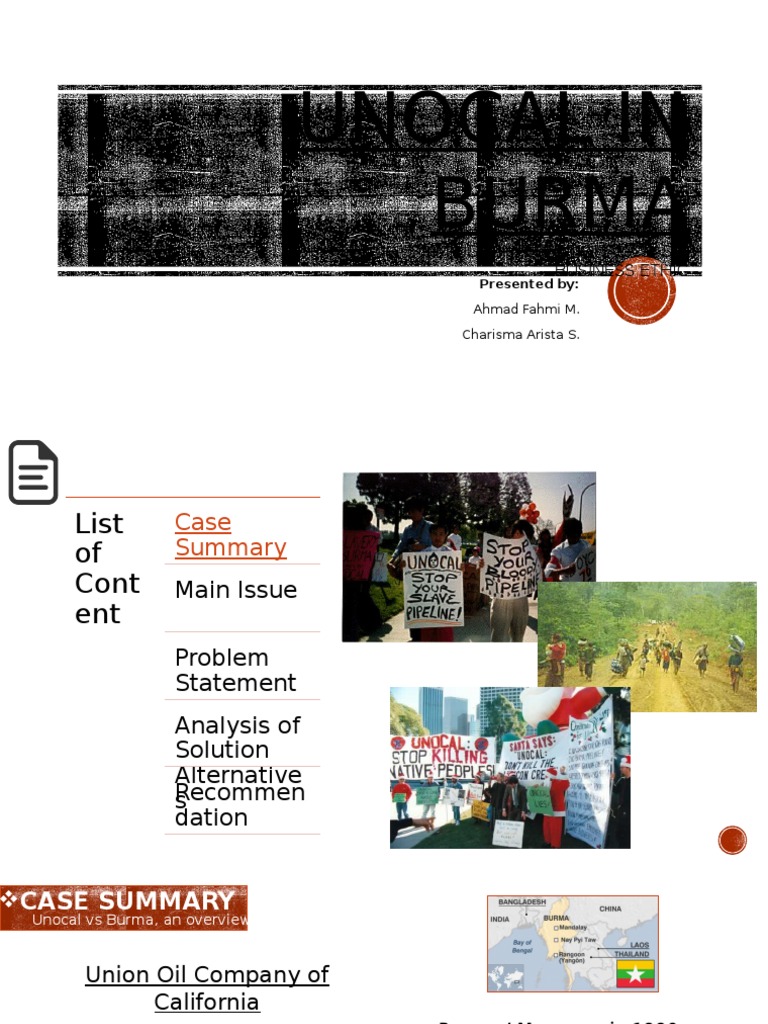 Case BE Unocal Done | PDF | Myanmar | Utilitarianism