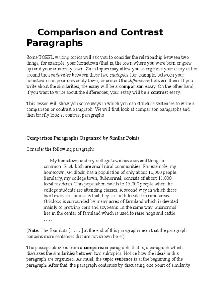 Comparison and Contrast Paragraphs | PDF | Agricultural Land | Paragraph