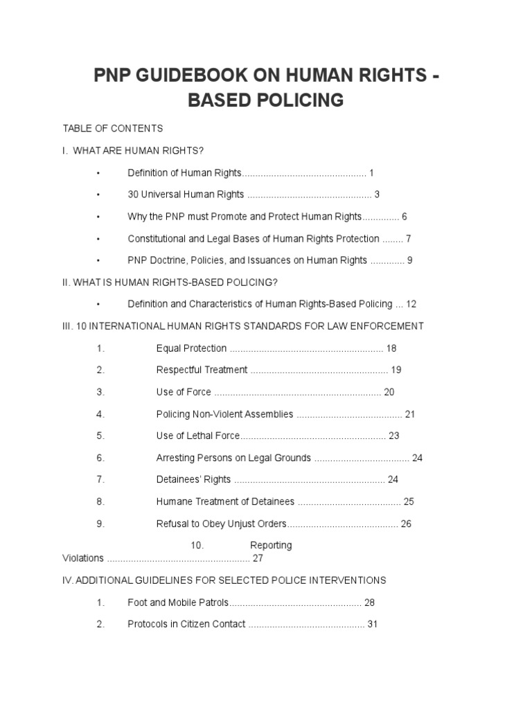 PNP Guidebook On Human Rights | PDF | Human Rights | Police