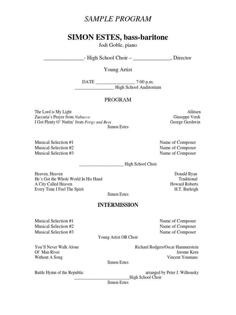 R W Sample Concert Program | PDF