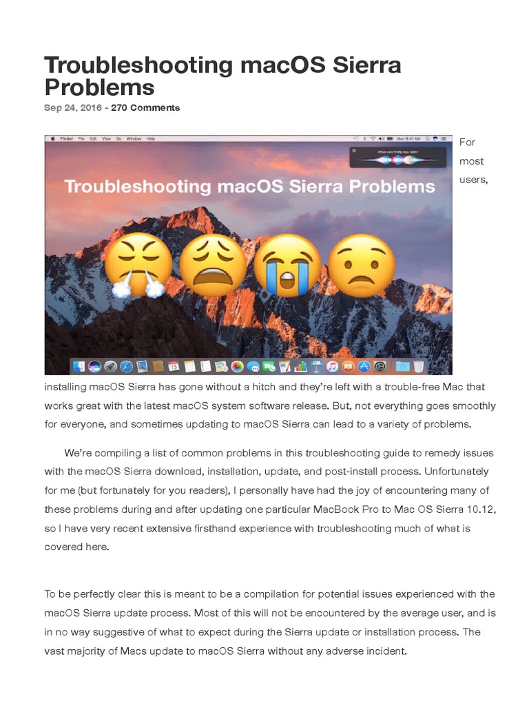 Troubleshooting MacOS Sierra Problems | PDF | I Cloud | Mac Os