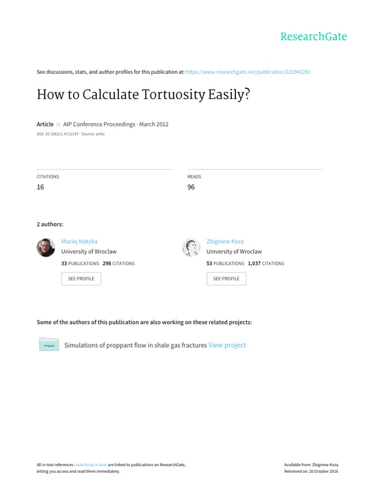 Calculate Tortuosity in Porous Media | PDF | Materials Science ...
