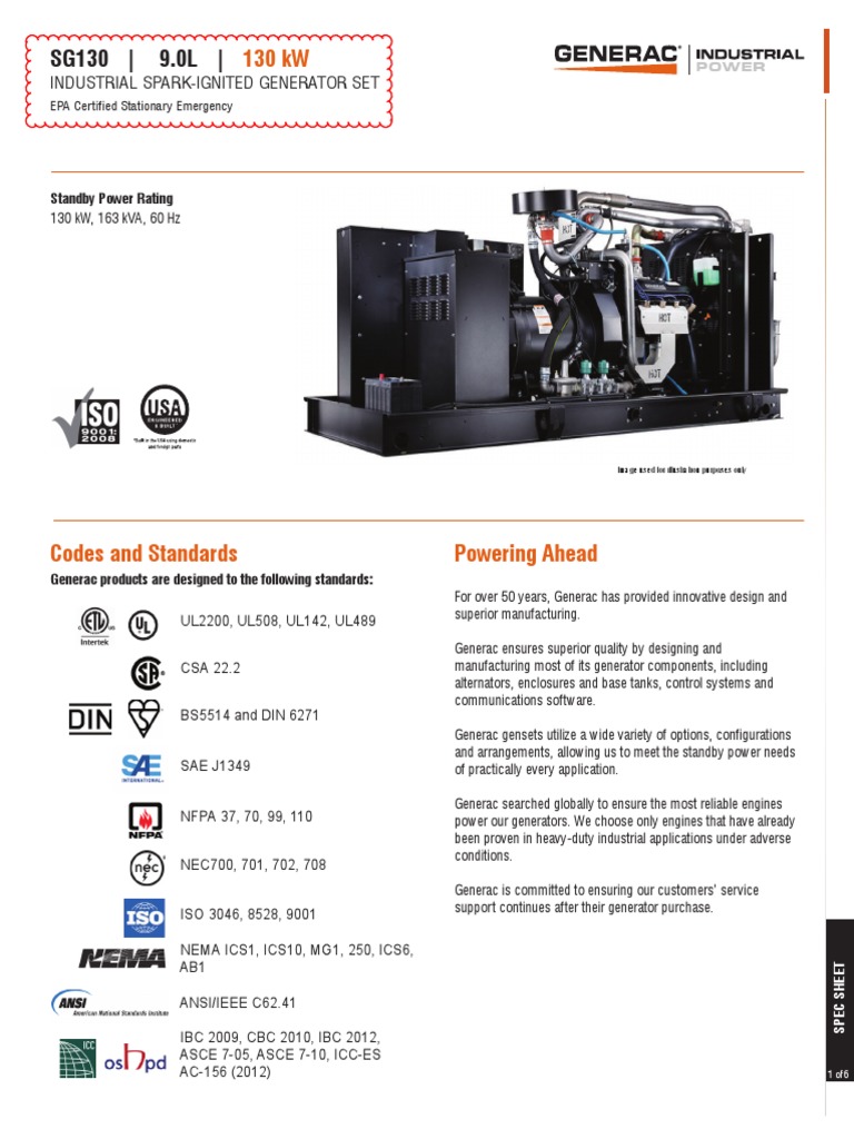 Natural Gas 130KW Generator | PDF | Cylinder (Engine) | Amplifier