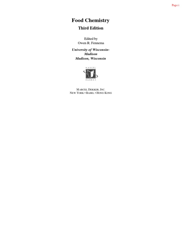 Food Chemistry - O.R. Fennema | PDF | Properties Of Water | Hydrogen Bond