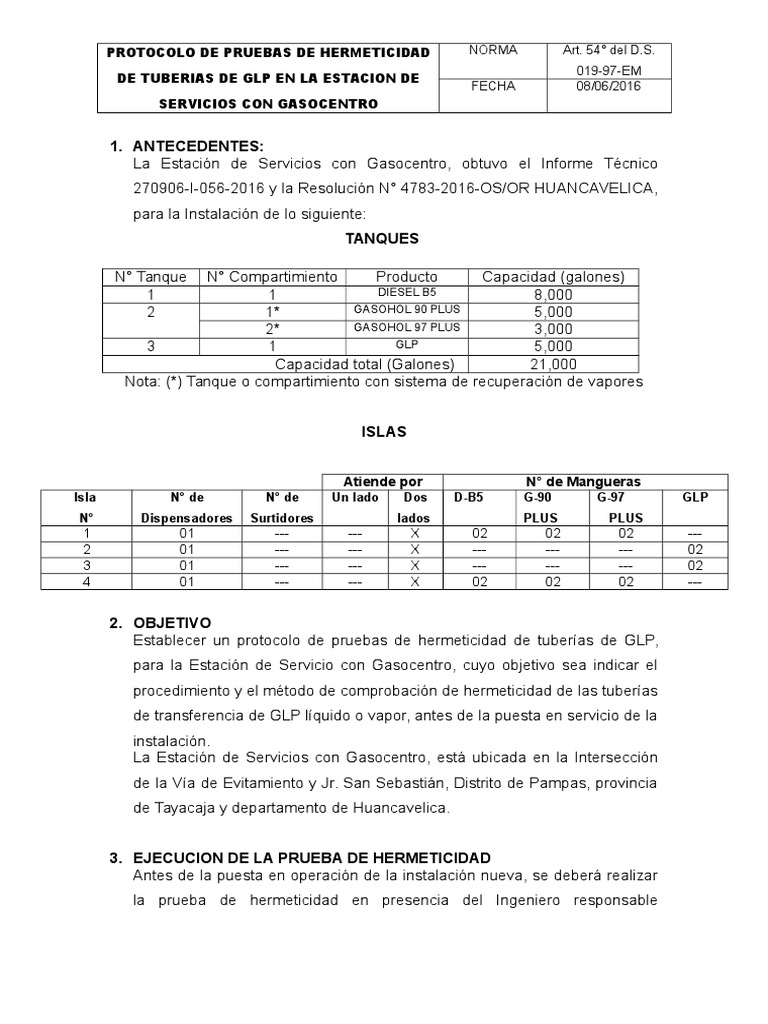 Protocolo 2 de Prueba de Hermeticidad de Pruebas GLP | PDF | Presión | Gases