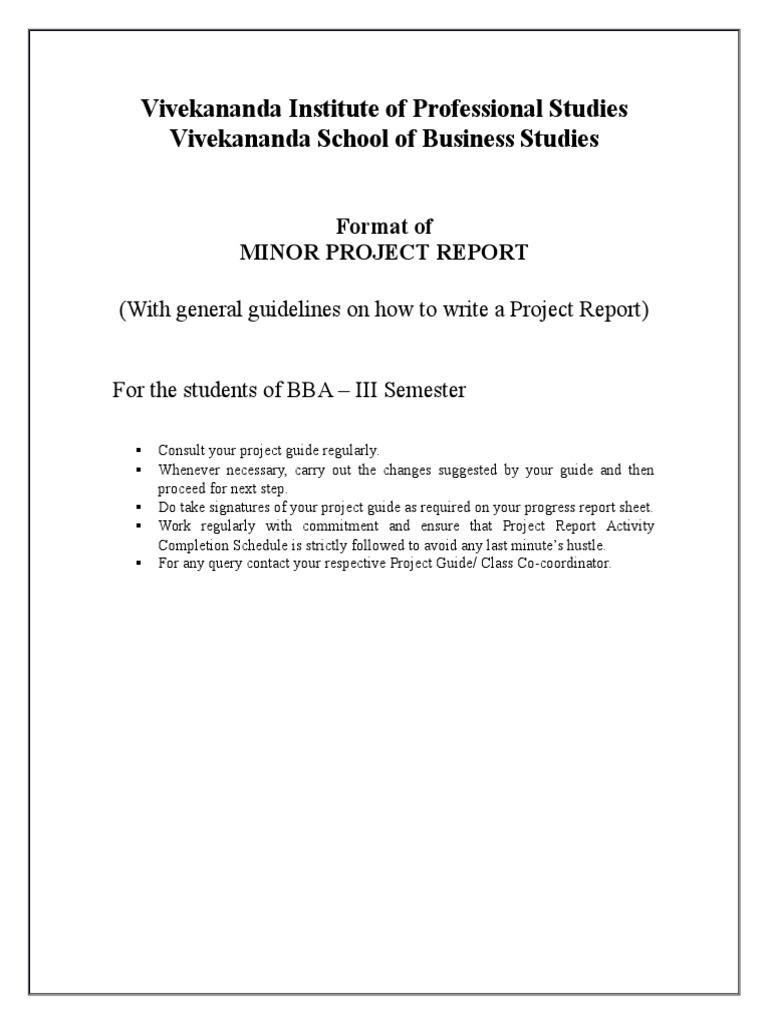 Minor Project Guidelines VIPS | PDF | Corporate Social Responsibility ...