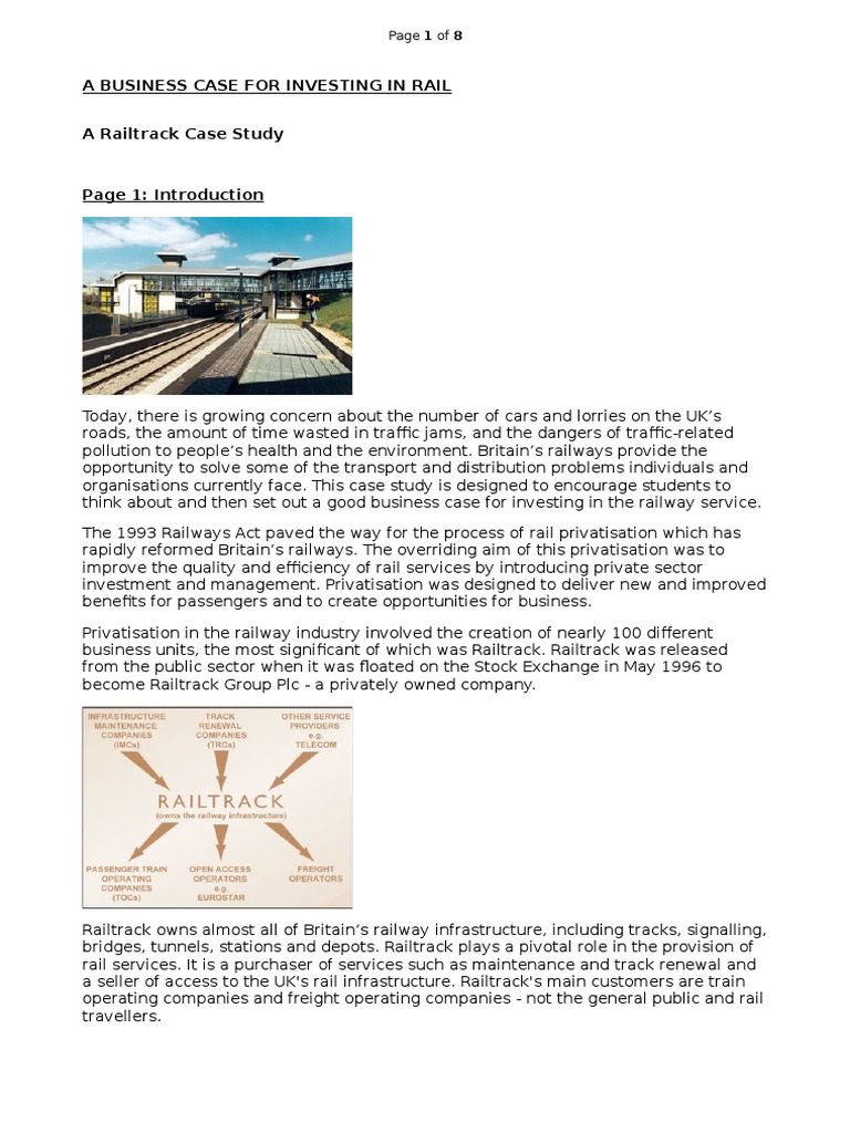 A Railtrack Case Study Pdf Rail Transport Train