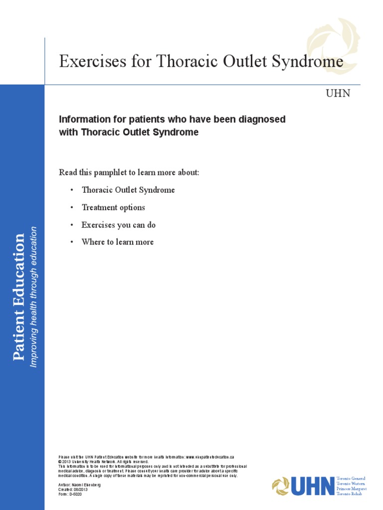 Exercises For Thoracic Outlet Syndrome PDF | PDF