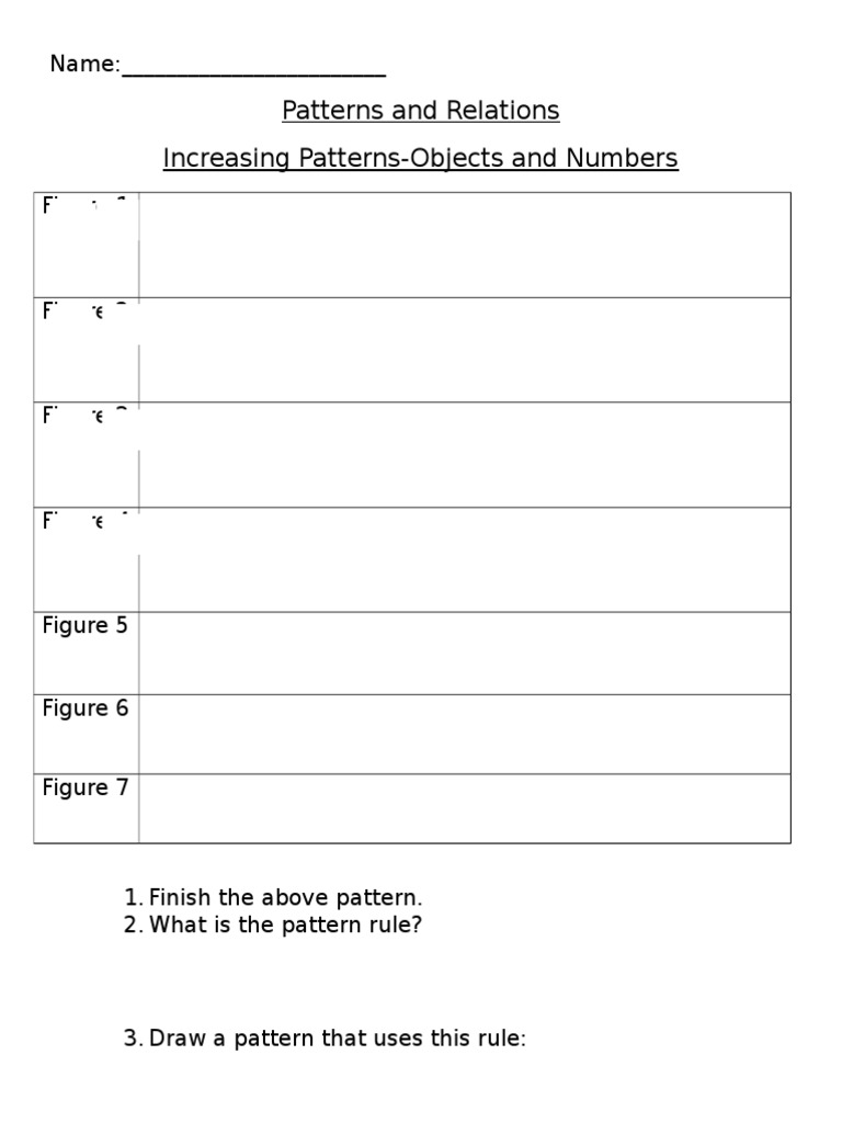 Patterns and Relations Increasing Patterns-Objects and Numbers | PDF