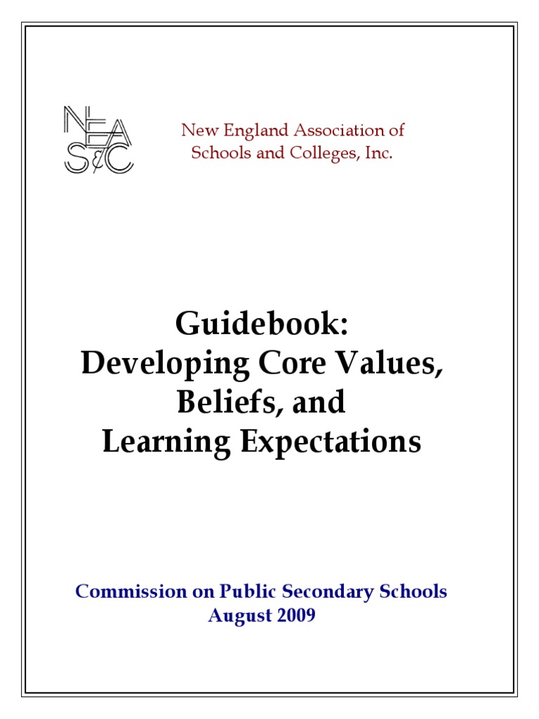 Guidebook: Developing Core Values, Beliefs, and Learning Expectations ...