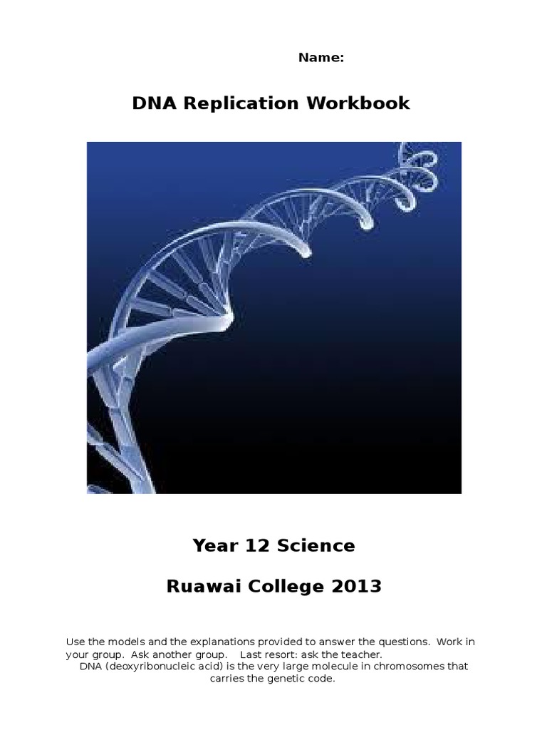 DNA Replication Workbook: Name | PDF | Dna Replication | Dna