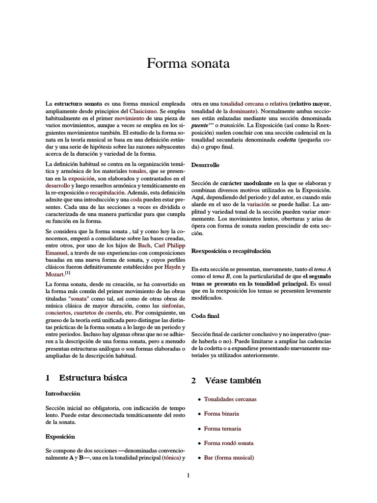 Estructura y Análisis de la Forma Sonata | PDF | Clasicismo ...