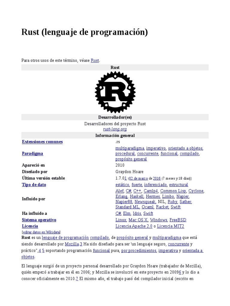 Rust | PDF | Ingeniería de software | Áreas de informática