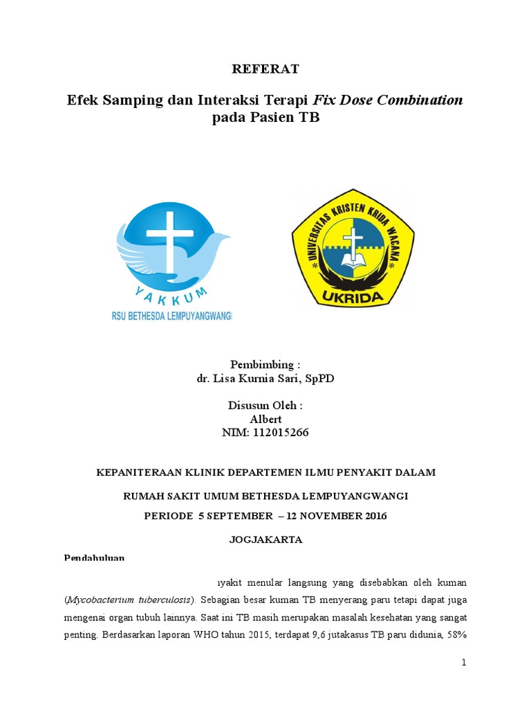 Efek Samping Dan Interaksi Obat FDC in | PDF