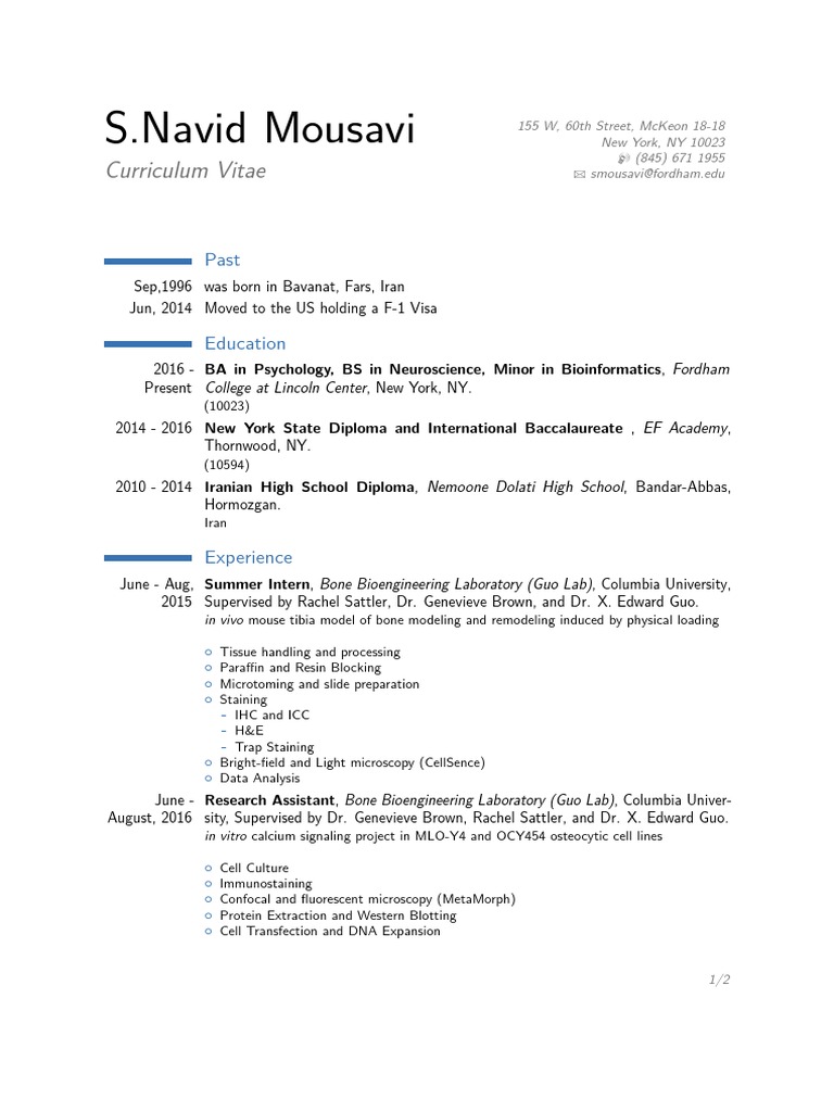 Neuroscientist CV of S. Navid Mousavi | PDF