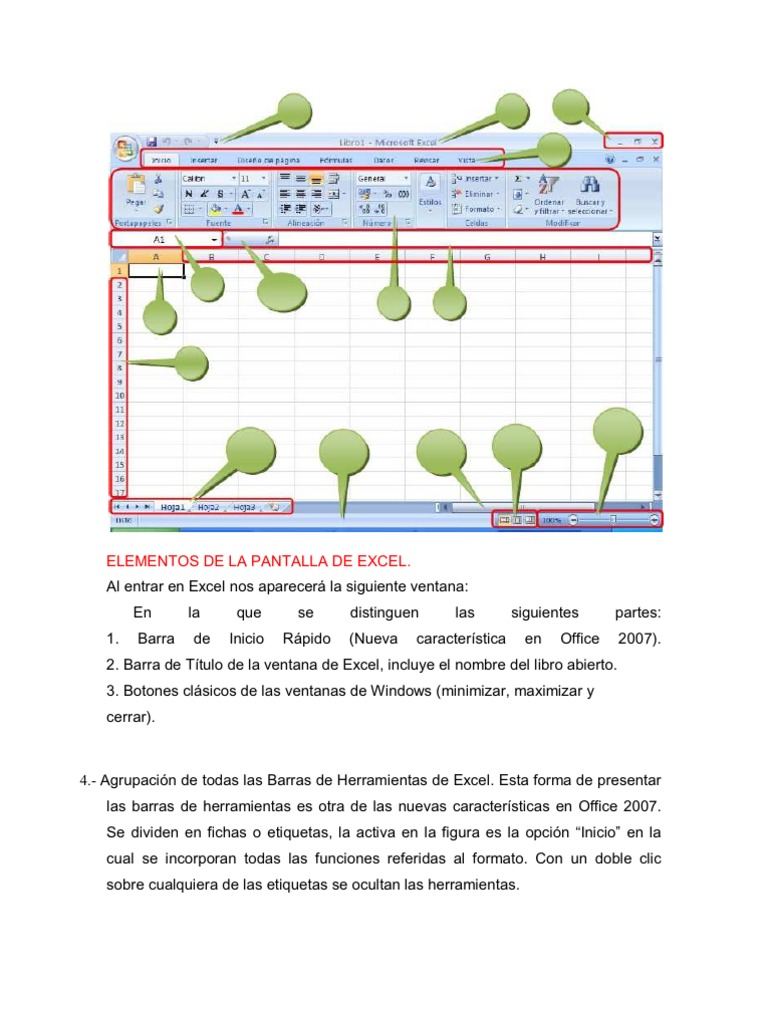 Elementos de La Pantalla de Excel | PDF | Microsoft Excel | Ventana (informática)
