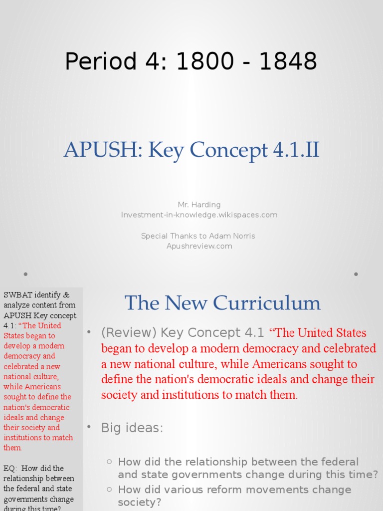 APUSH - Concept - 4.1.II - Harding | PDF | Social Movements | Slavery