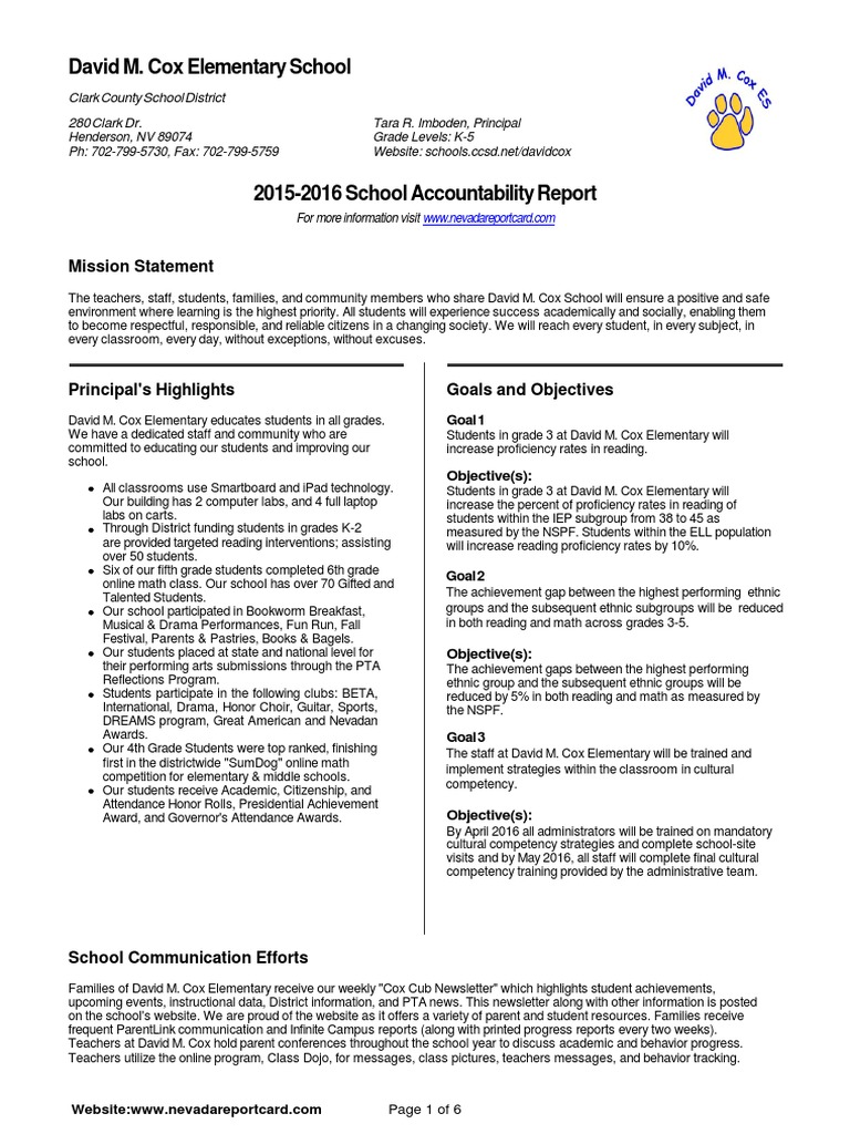 School Accountability Report | PDF | Teachers | Cognition