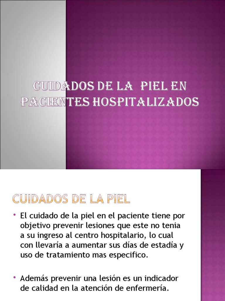 Cuidados de la Piel en Pacientes Hospitalizados | PDF | Especialidades ...