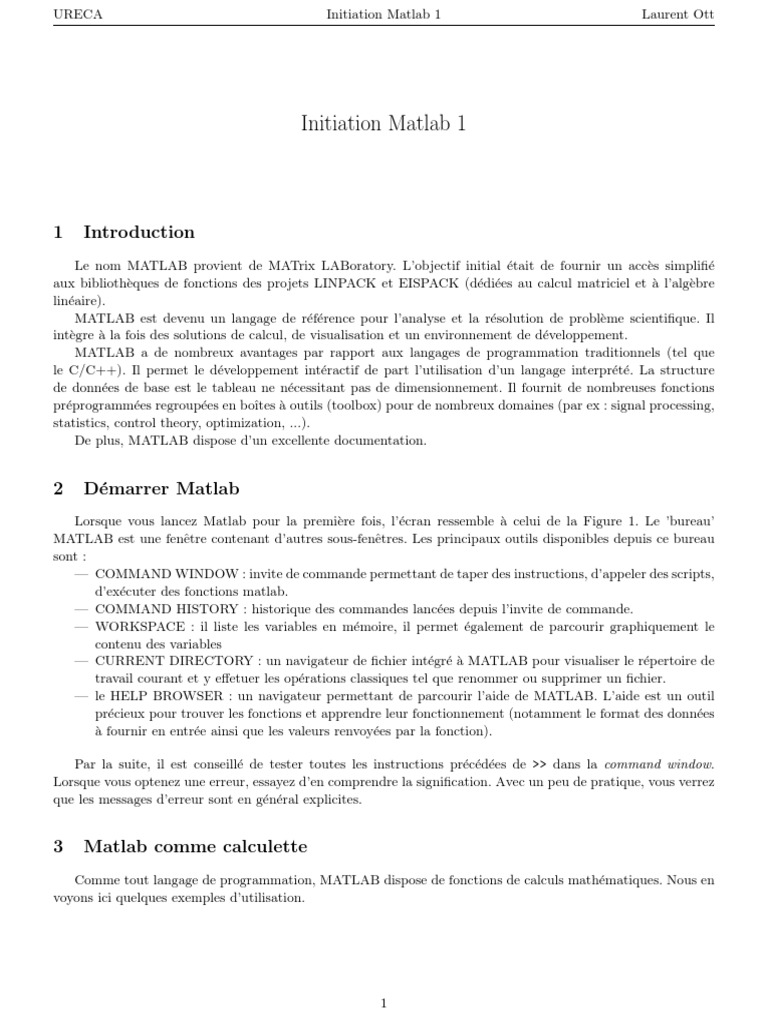 Cours Matlab | PDF | MATLAB | Variable (informatique)