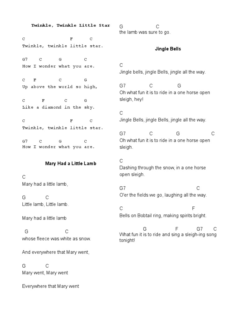 Nursery Rhyme Guitar Chords Guide | PDF