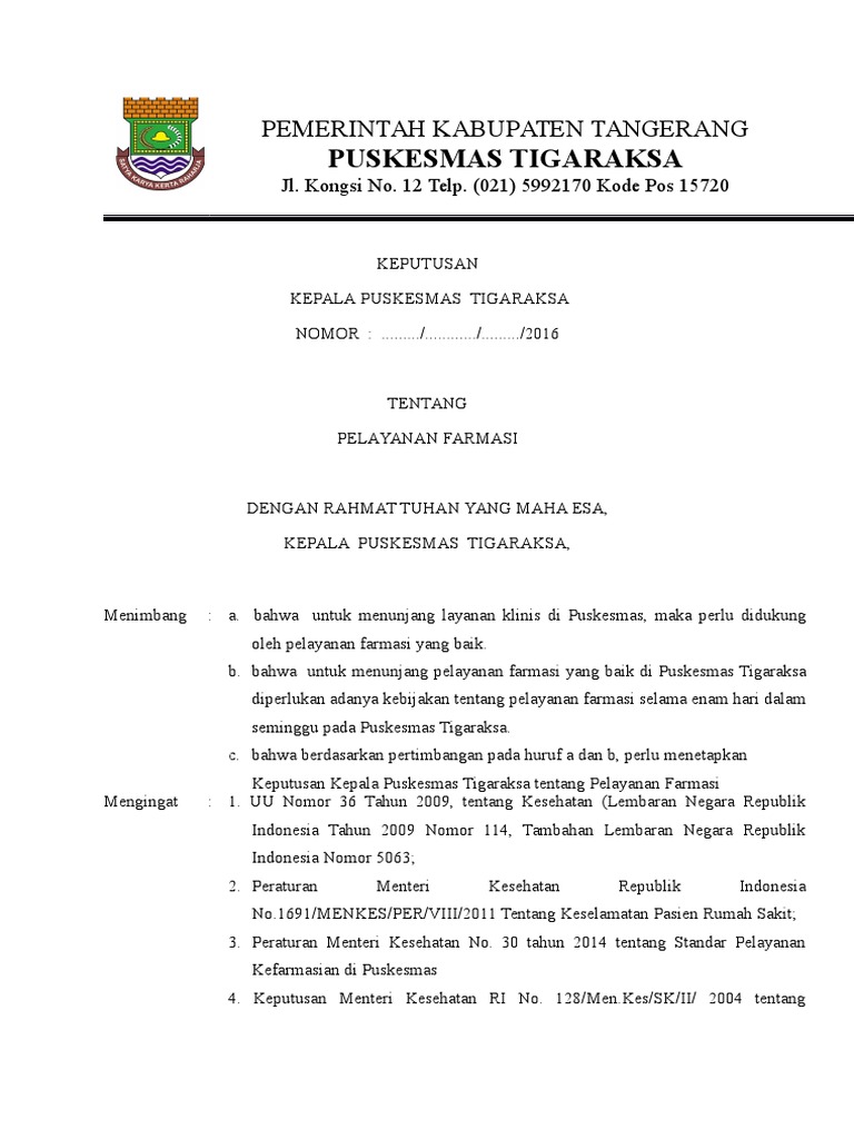 8.2.1 SK Pelayanan Farmasi Baru BGT | PDF