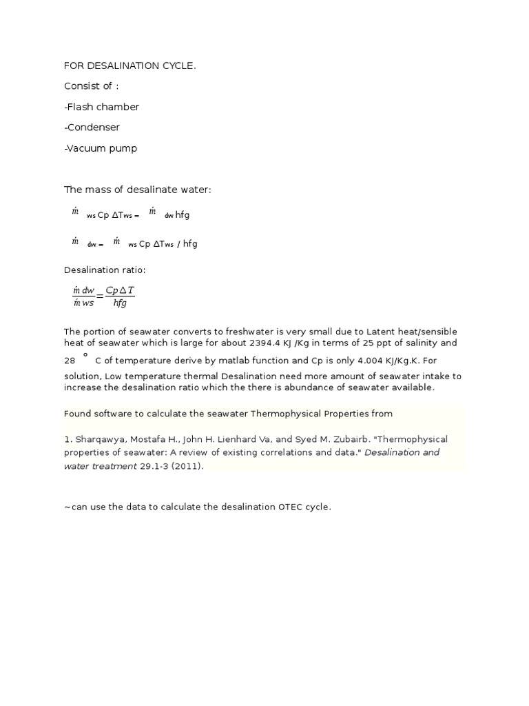 For Desalination Cycle Effectiveness Equation On Ocean Energy | PDF ...
