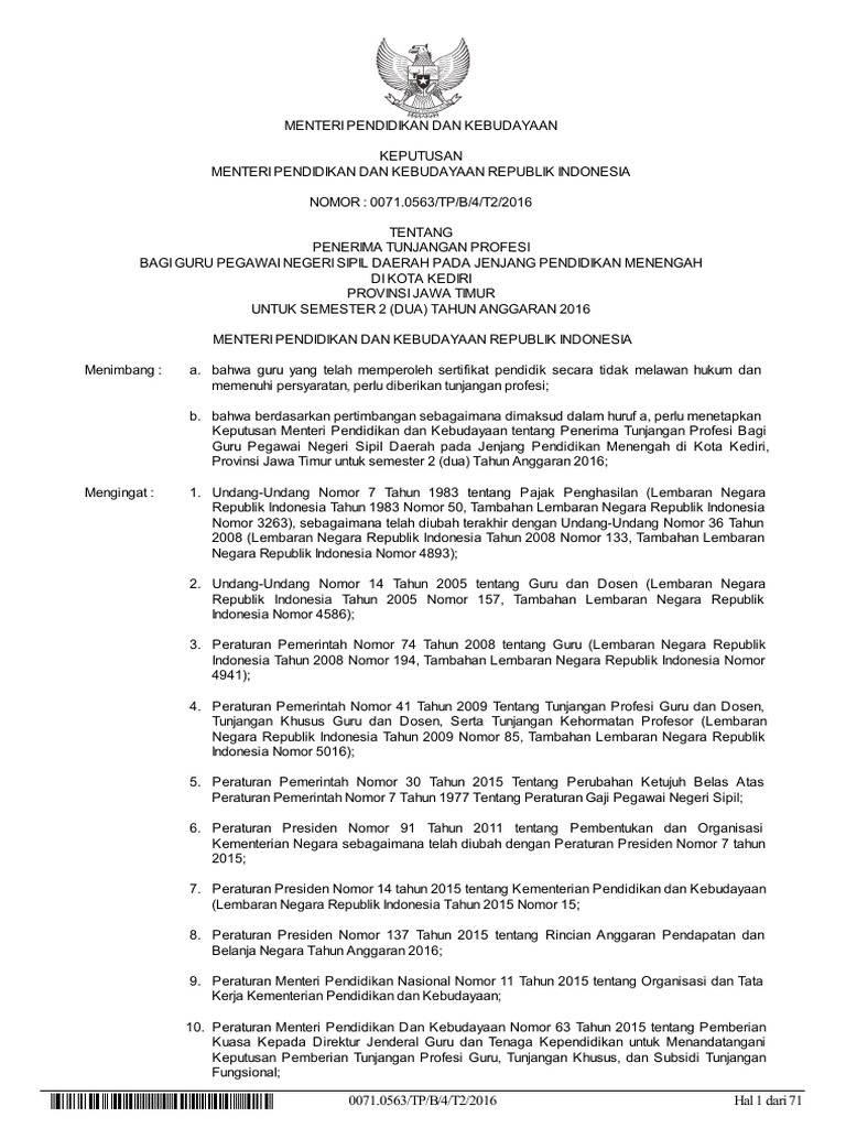 SK-TP-DAU-0071.0563 - TP - B - 4 - T2 - 2016 Dikmen PNS | PDF