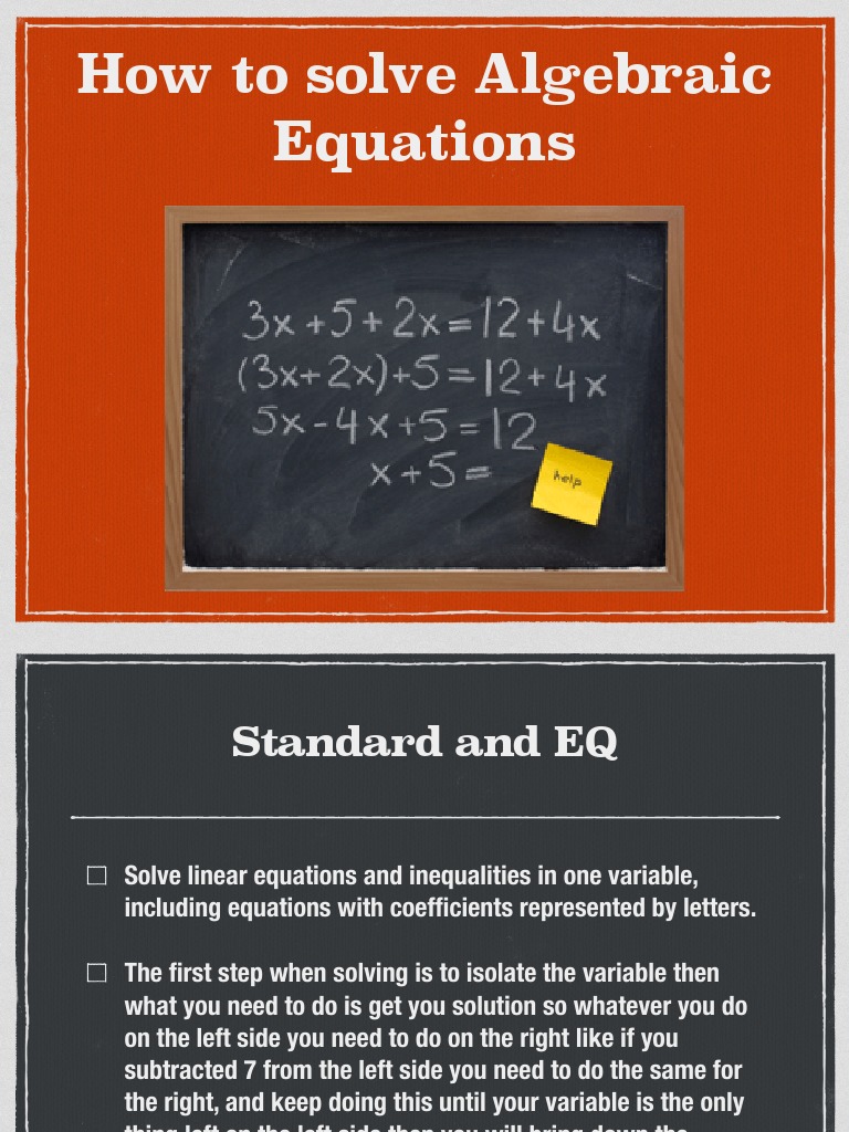 How To Solve Algebraic Equations | PDF