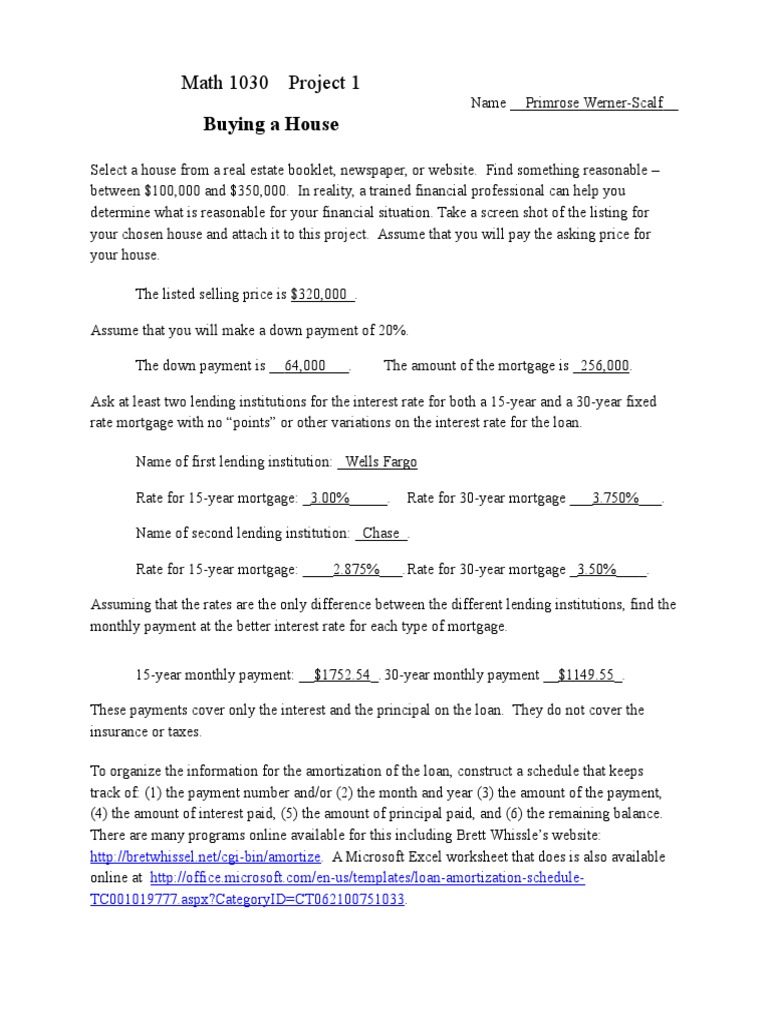 Finance Project Math 1030 | PDF | Mortgage Loan | Loans