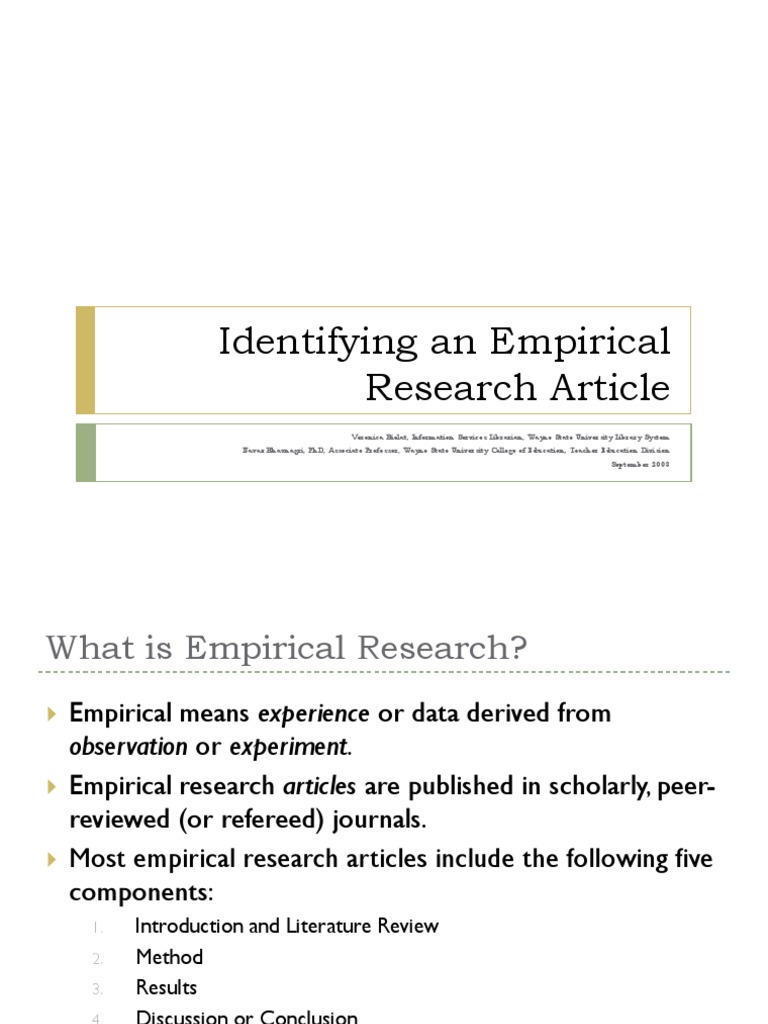 Identifying An Empirical Research Article | PDF | Empirical Research ...