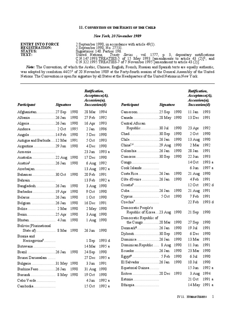 U, N. Convention On The Rights of The Child | PDF | Convention On The ...