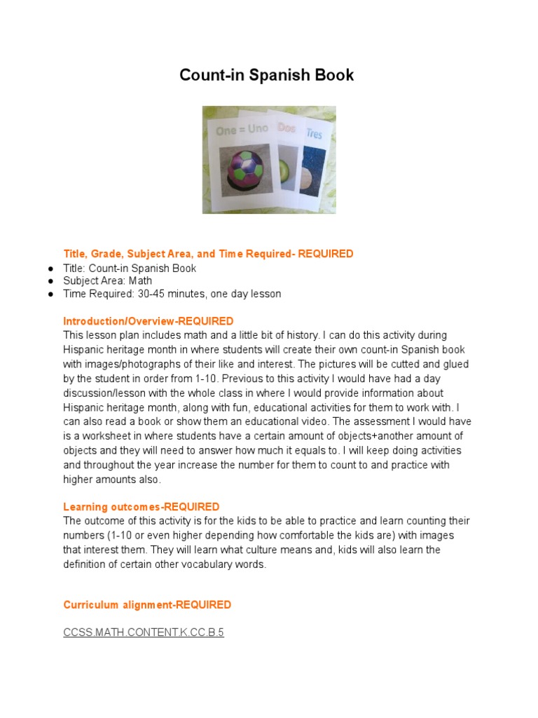 Count in Spanish Activity for Kids | PDF | Learning Disability | Books