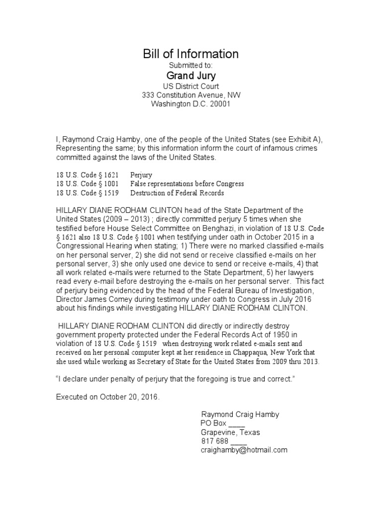 Bill of Information: Grand Jury | PDF