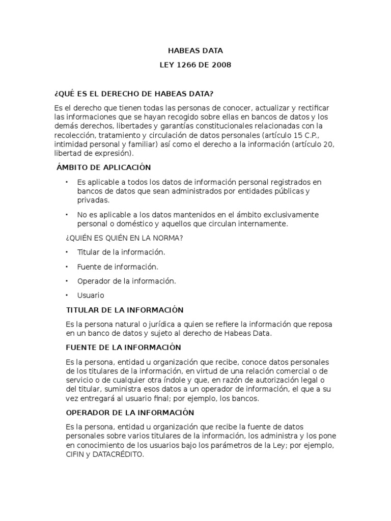 Derecho de Habeas Data en Colombia | PDF | Gobierno | Justicia