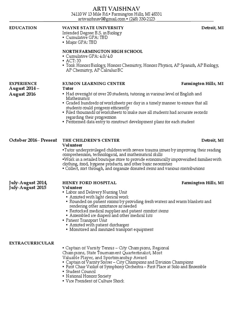 Arti Vaishnav Resume Final | PDF | Health Care