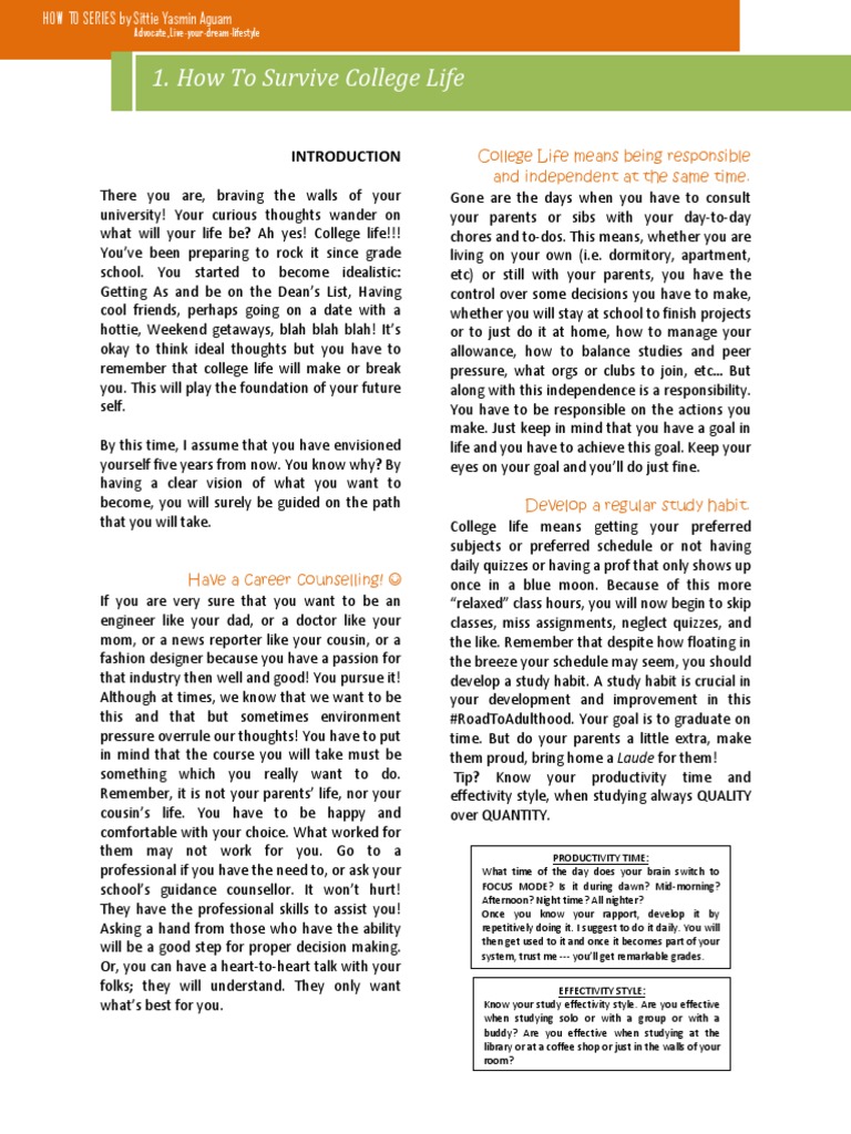How To 1 - Surviving College Life | PDF | Prayer