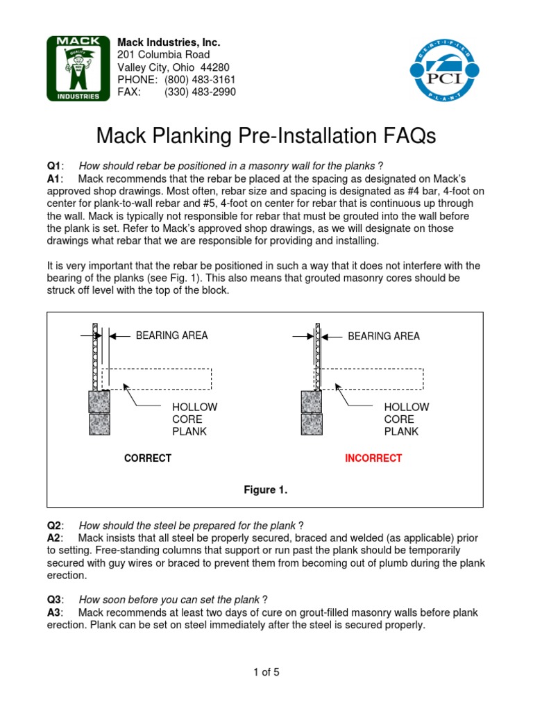 Mack Planking Pre-Installation Faqs | PDF | Concrete | Structural Engineering