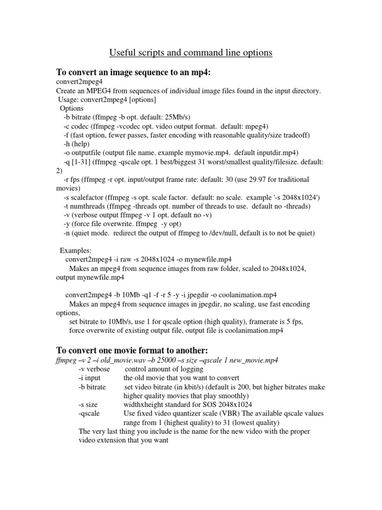 Useful Scripts and Command Line Options: To Convert An Image Sequence ...