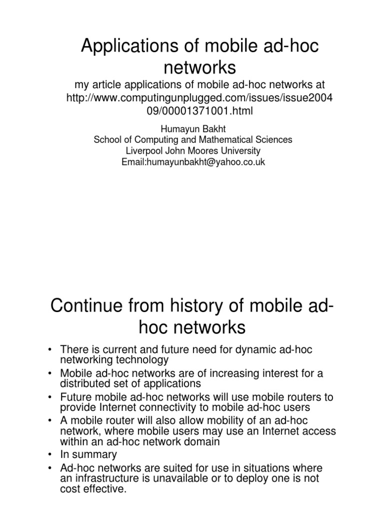 Add Hoc Application Explanation | PDF | Wireless Ad Hoc Network ...