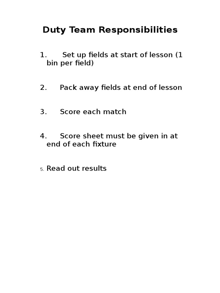 Duty Team Responsibilities | PDF