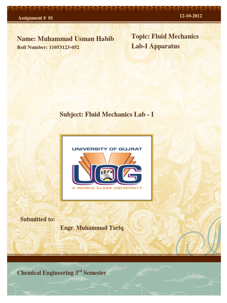 Fluid Mechanics Lab-I (Report) | PDF | Reynolds Number | Flow Measurement