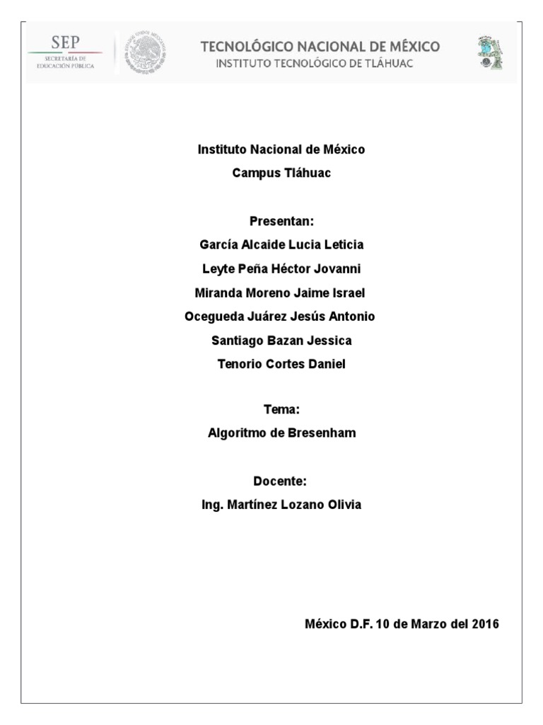 Algoritmo de Bresenham | PDF | Algoritmos | Gráficos de computadora