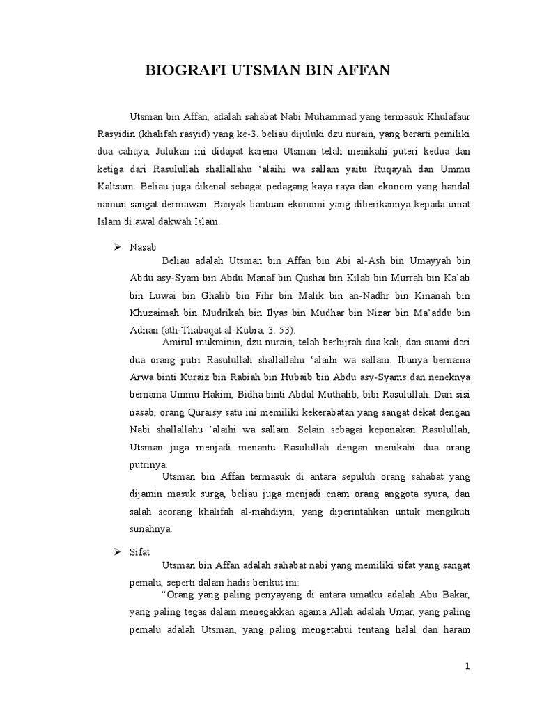 Biografi Utsman Bin Affan | PDF
