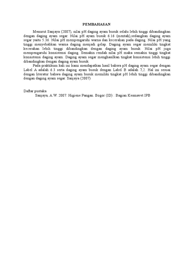 PEMBAHASAN Nilai PH Daging Ayam | PDF